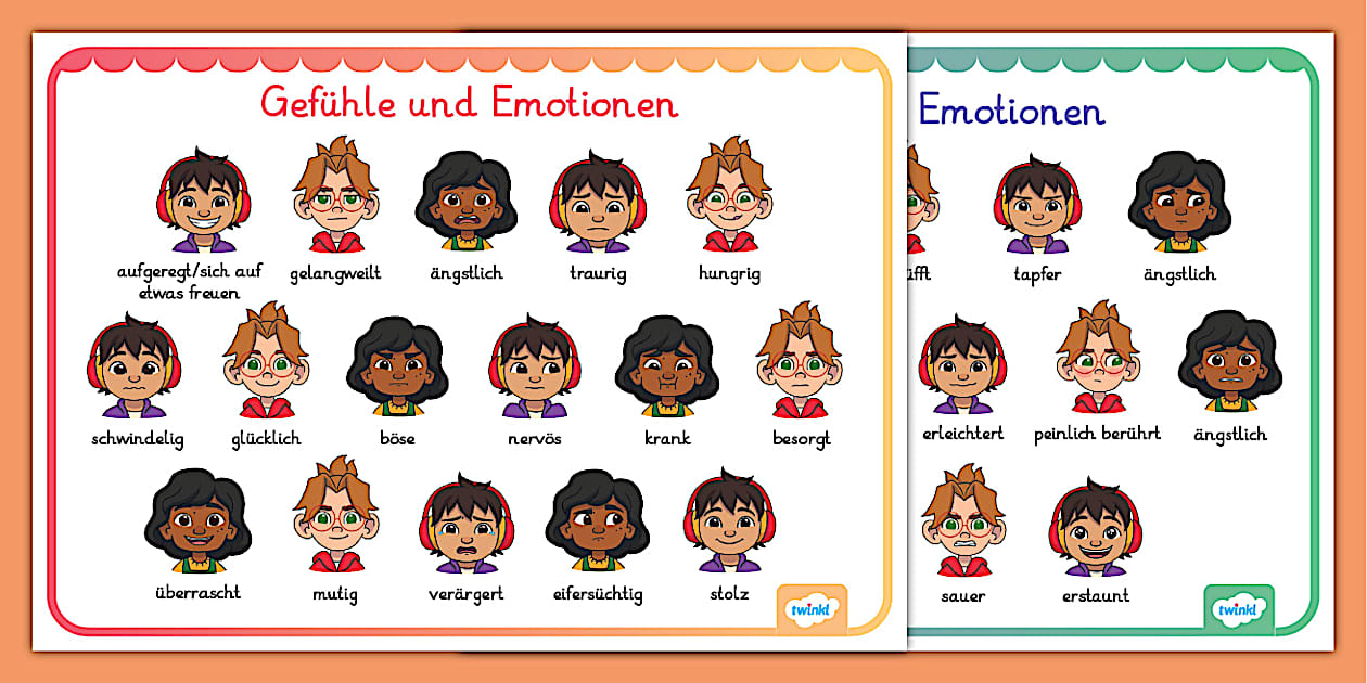 Gefühle und Emotionen - Wortschatzsammlung - Twinkl