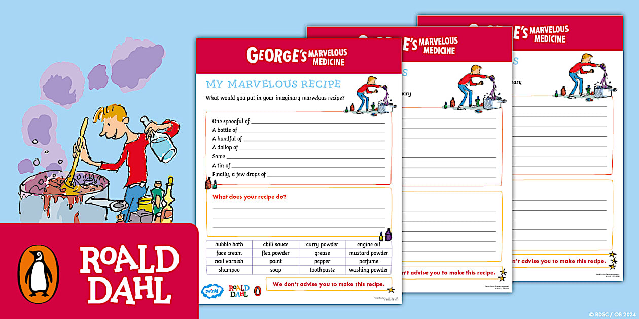 FREE George's Marvelous Medicine: My Marvelous Recipe Worksheet