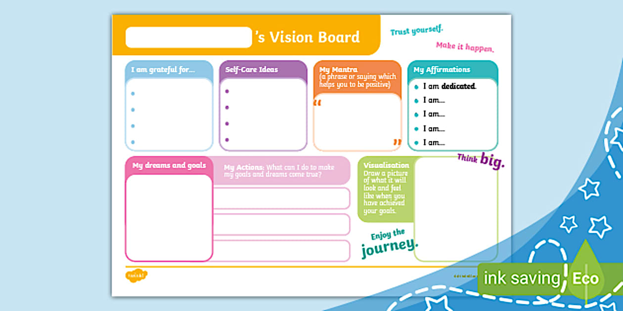 Goals and Dreams Vision Board Template | Twinkl - Twinkl