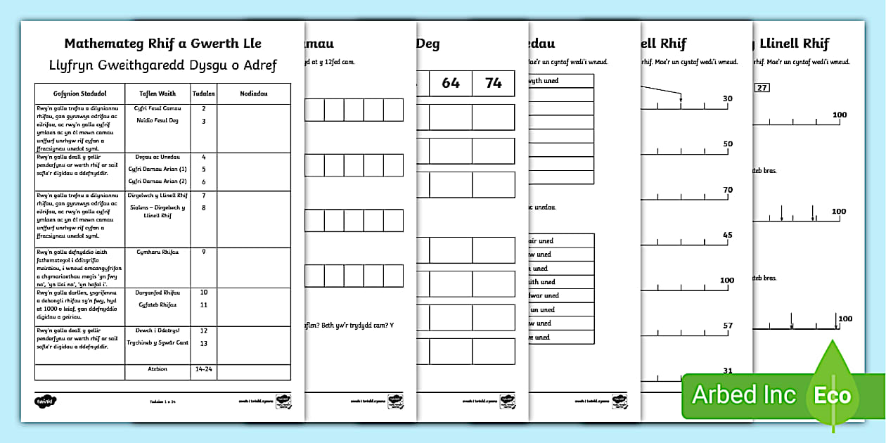 Rhifedd a Gwerth Lle: Llyfryn CC2 (Blwyddyn 2) - Twinkl