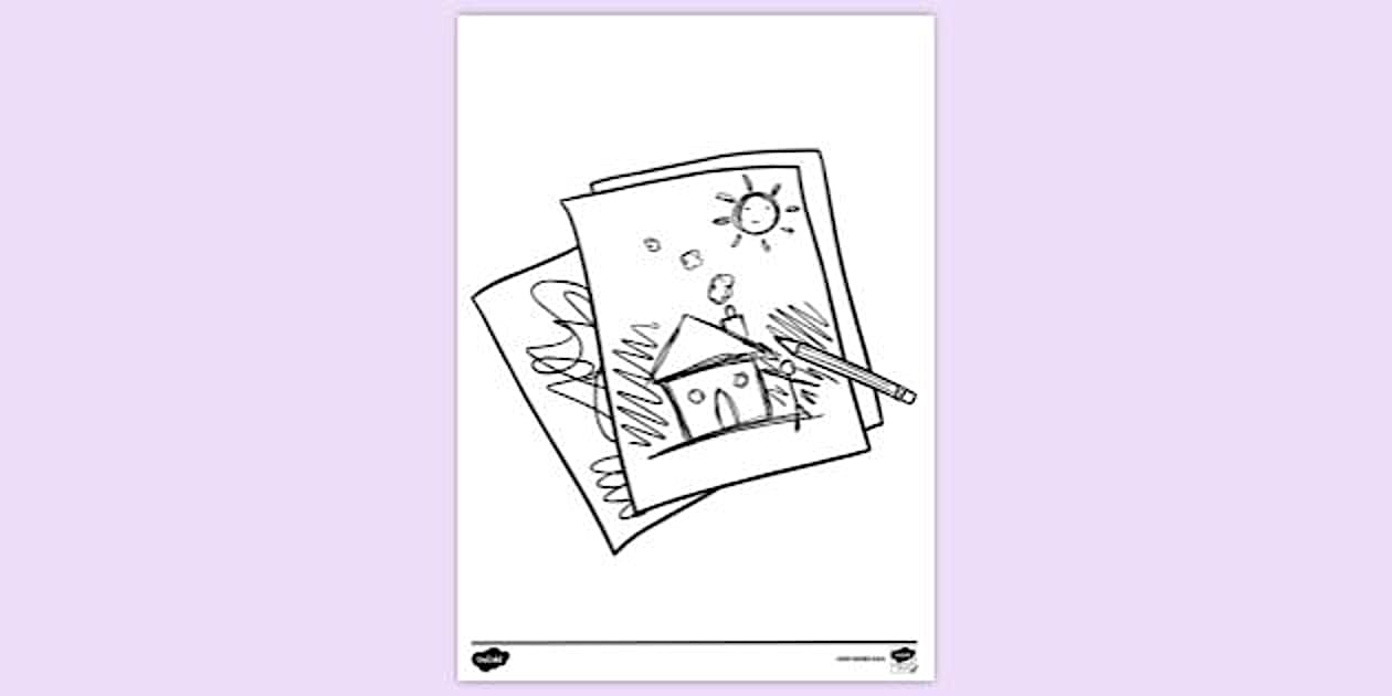 Pencil and Paper Colouring Sheet | Colouring Sheets - Twinkl
