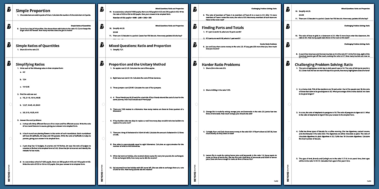 👉 Ratio and Proportion Worksheet Pack | KS3 Maths | Beyond