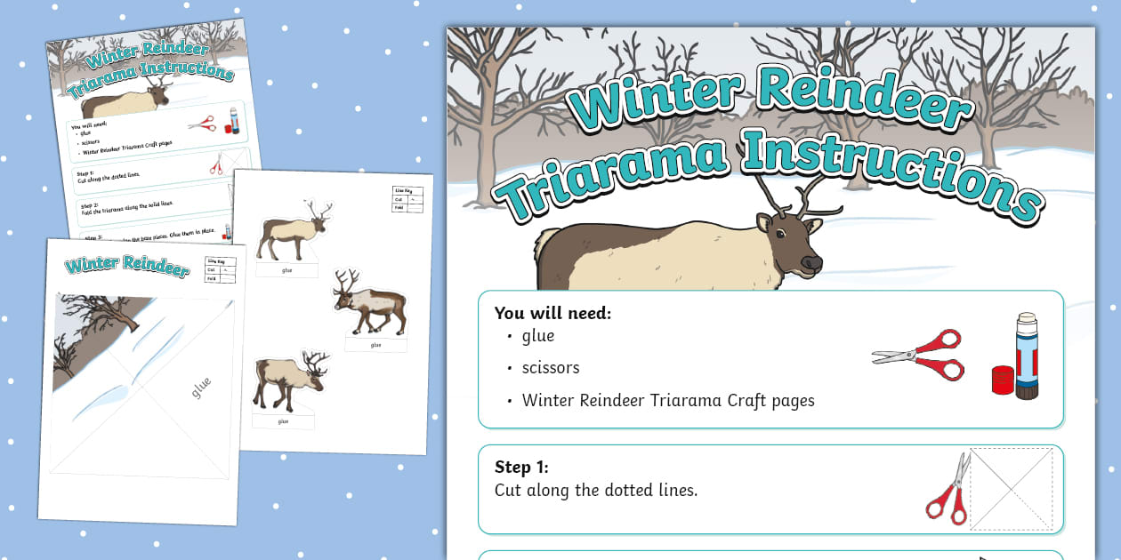 Winter Reindeer Triarama Craft - Twinkl Art