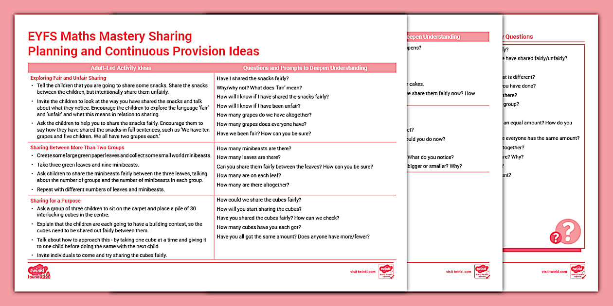 EYFS Maths Mastery Sharing Planning and Continuous Provision