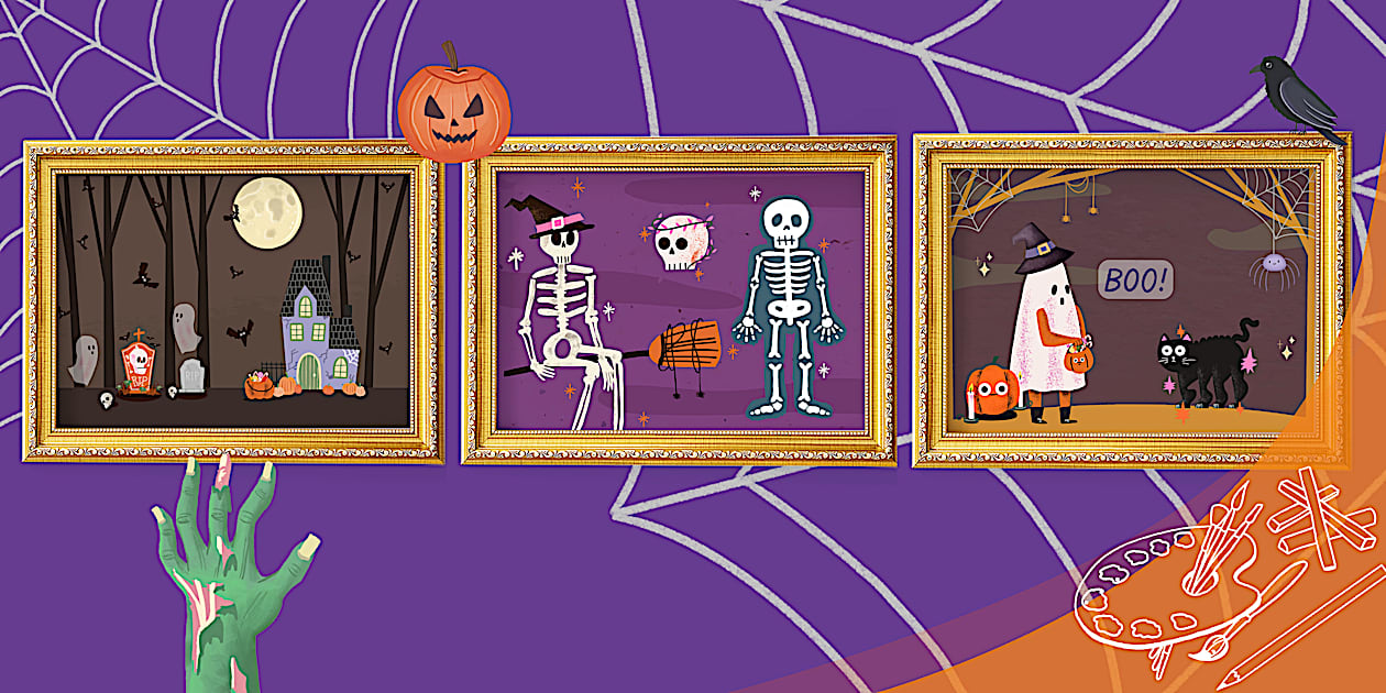 Halloween Scene Illustrated Posters Pack (teacher made)