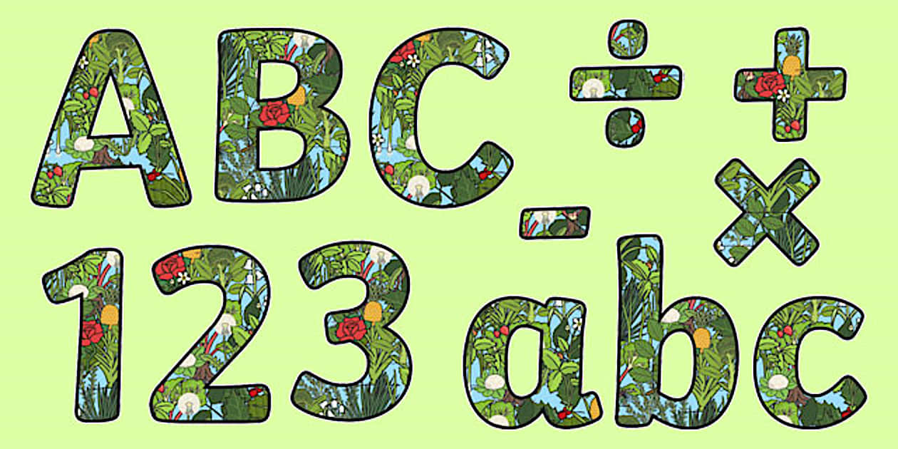 Cursive Plants Themed Display Letters and Numbers Pack