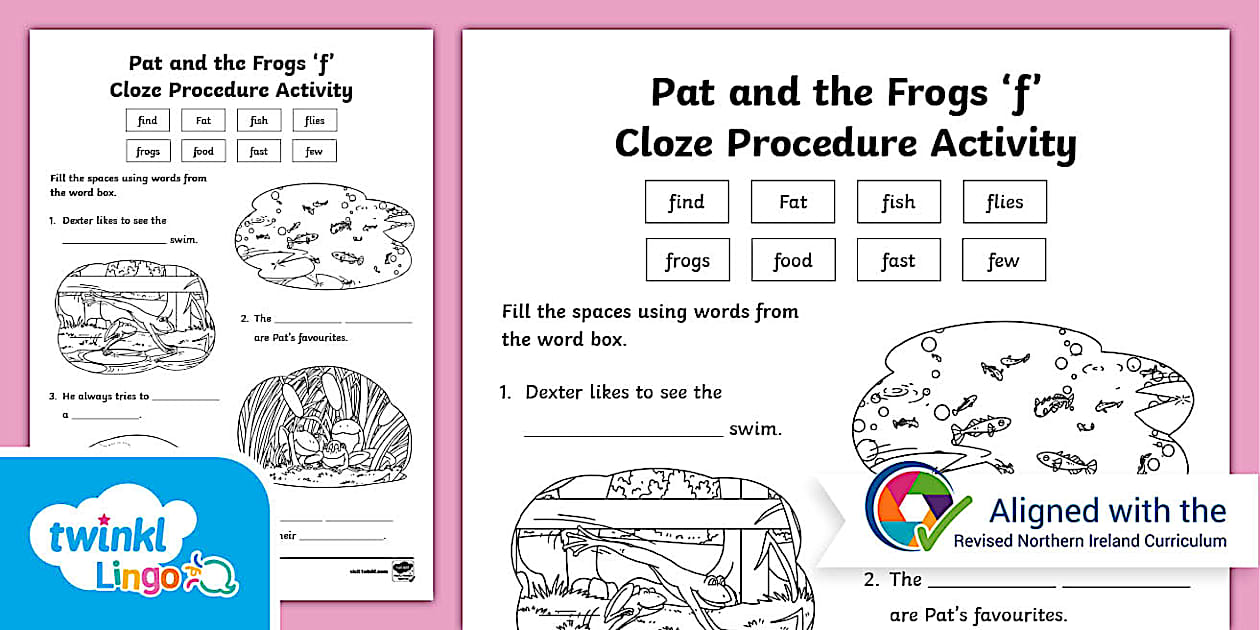 Pat and the Frogs 'f' Cloze Procedure Activity - Twinkl