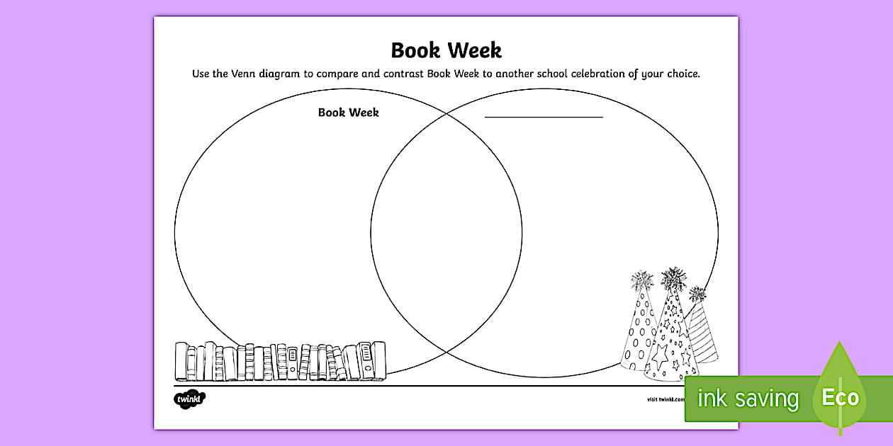 Book Week Venn Diagram Worksheet (teacher made) - Twinkl