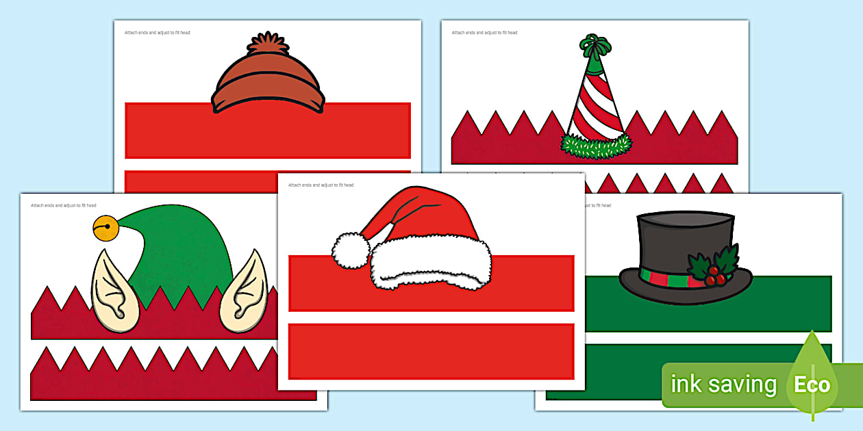 Christmas Hat Role-Play Headbands - EYFS/KS1 (teacher made)