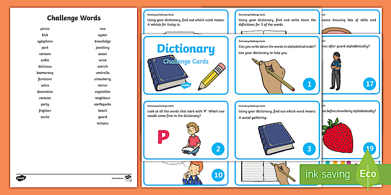Editable Dictionary Challenge Area Pack (teacher made)