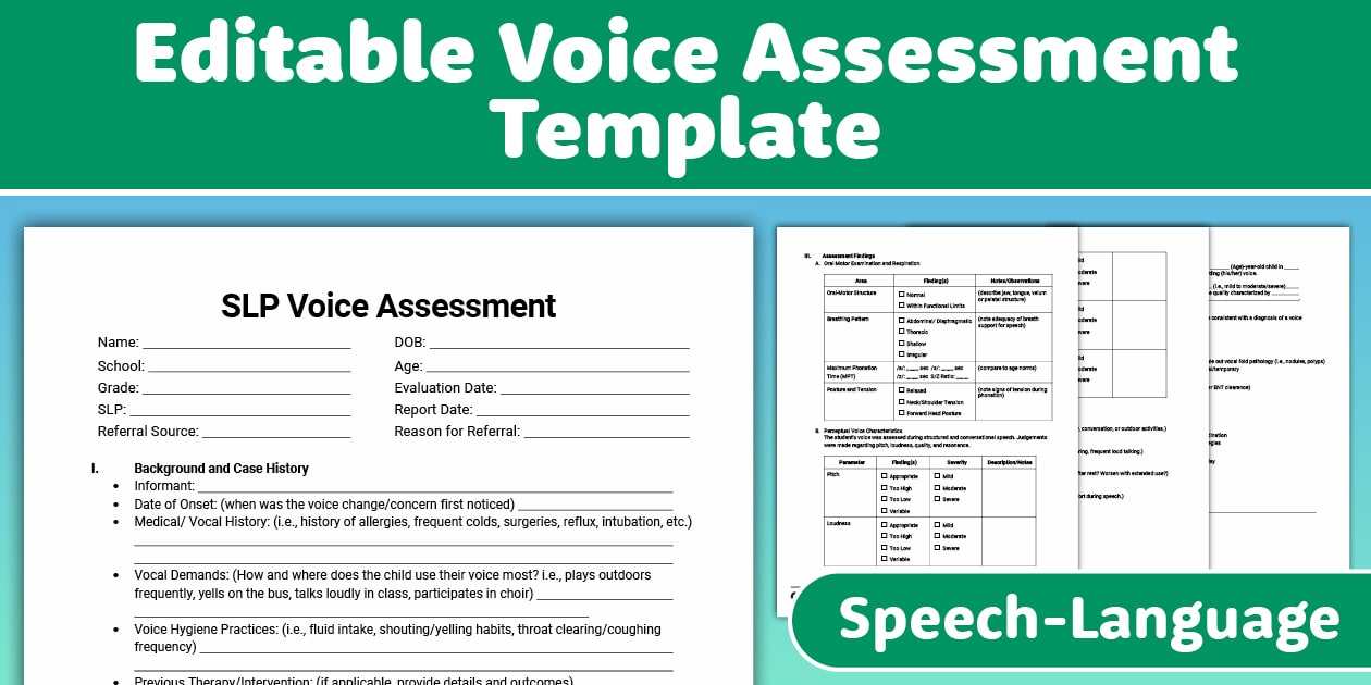 Editable SLP Voice Assessment Template