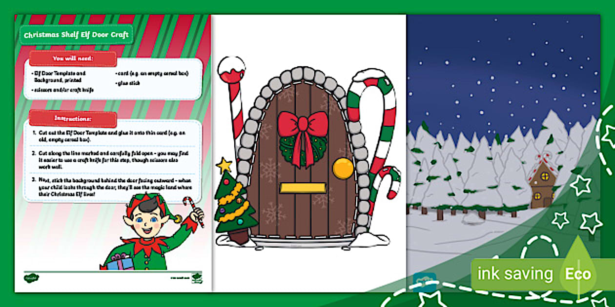 Christmas Shelf Elf Door Craft Activity - Twinkl