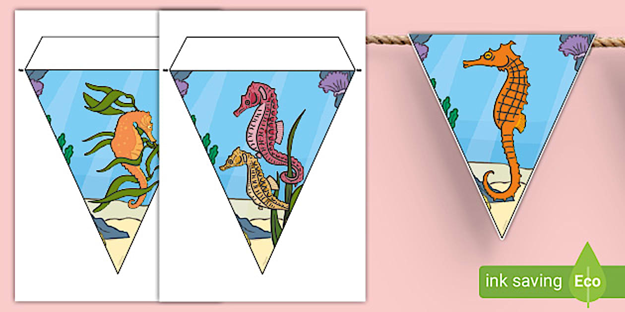 Seahorse Bunting - Colourful Display Bunting | Twinkl