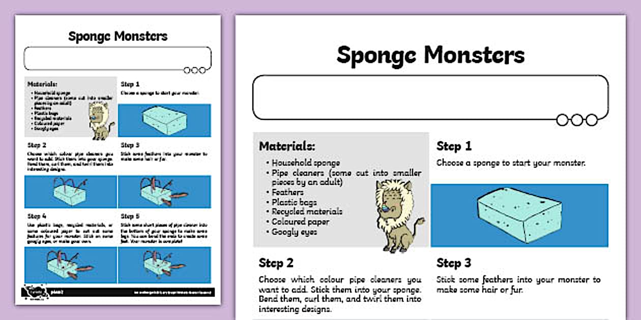 Instructions Sponge Monsters (teacher made) - Twinkl