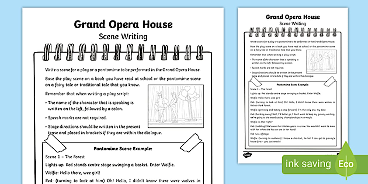 Grand Opera House Scene Writing Worksheet - Twinkl