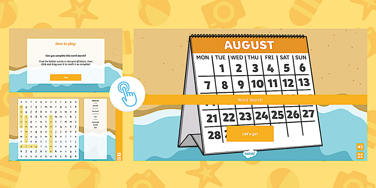 August Interactive Word Search (professor feito) - Twinkl