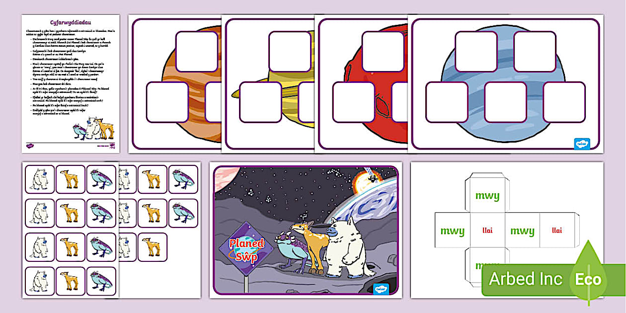 Gêm Cymharu Niferoedd ar Blanedau Estron - Twinkl