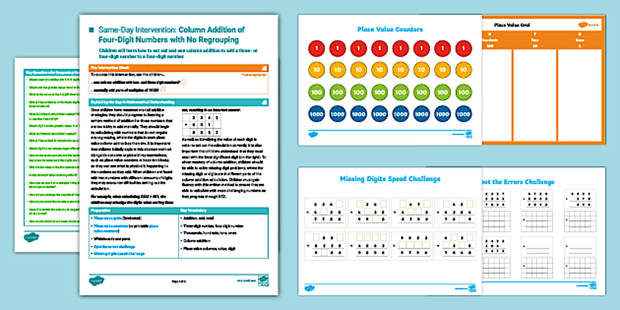 👉 Y4 Same-Day Intervention: Column Addition with No Regrouping