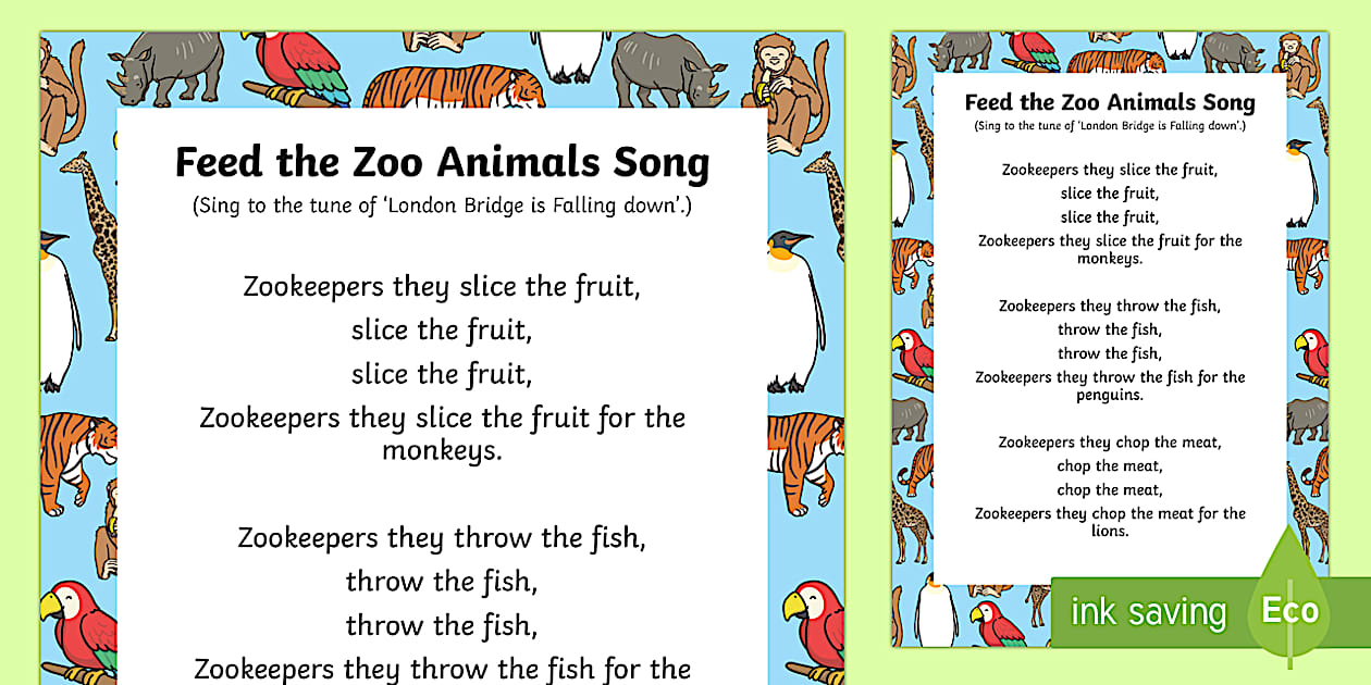 Feed the Zoo Animals Song (teacher made) - Twinkl