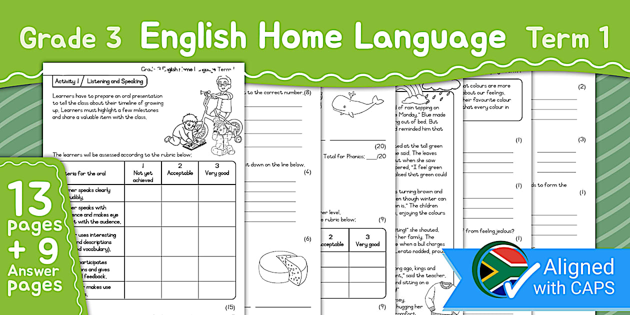 Grade 3 English Term 1- Assessment and Memorandum