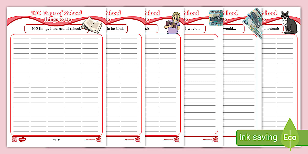 100 Days of School - Things to Do (Teacher-Made) - Twinkl