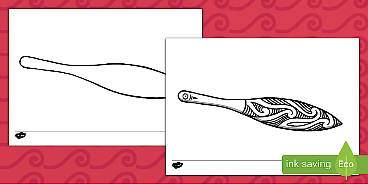 Waka Paddle Colouring Sheet (teacher made) - Twinkl