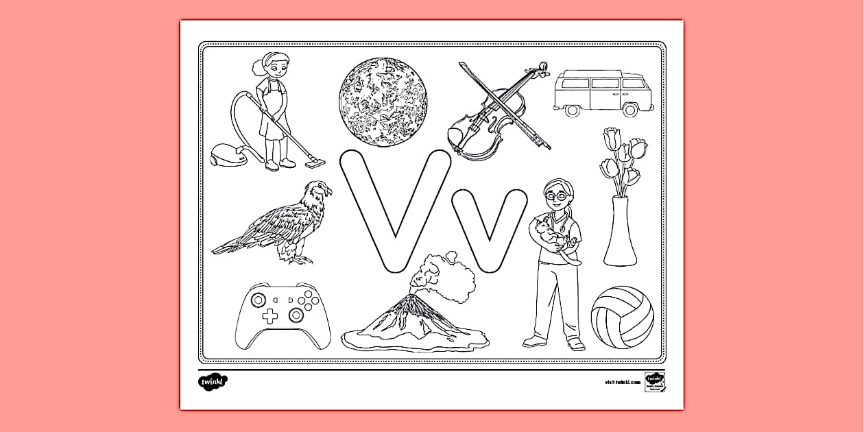 Letter V Coloring Page (teacher made) - Twinkl