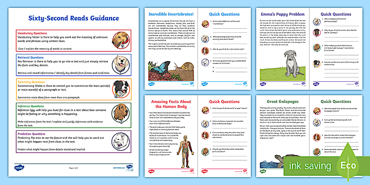 60-Second Reads: Animals and Living Things Reading Passages and ...