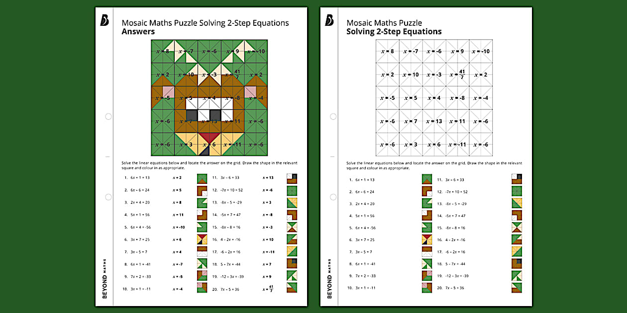 👉 Mosaic Christmas Maths - Solving 2-step Linear Equations