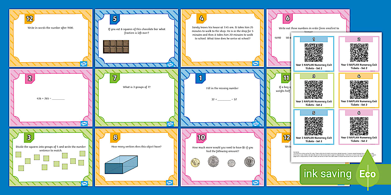 Year 3 NAPLAN Numeracy Exit Tickets - Maths - Australia