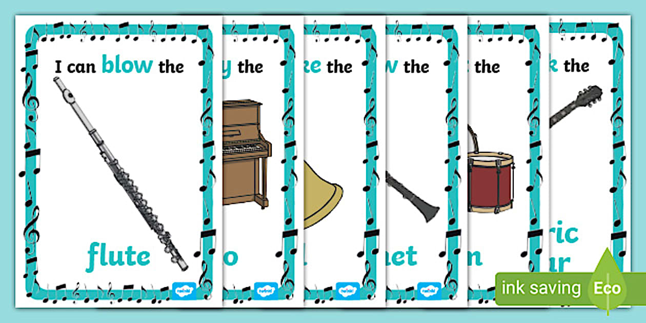 Music Class I Can Musical Instruments Display Posters
