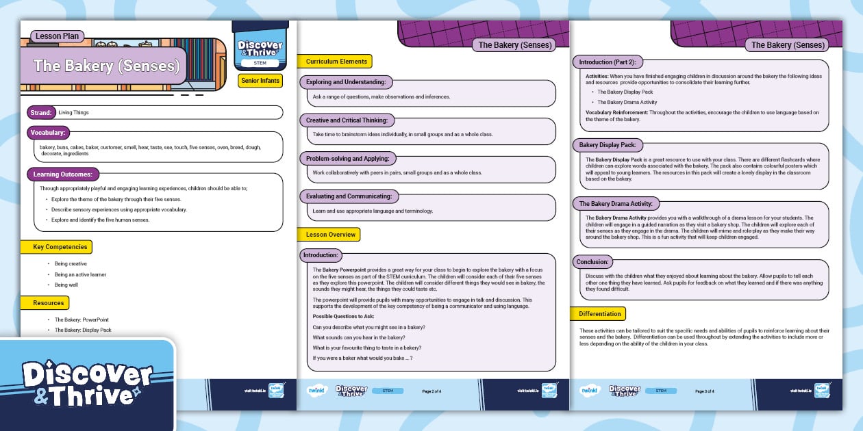 The Bakery Lesson Plan