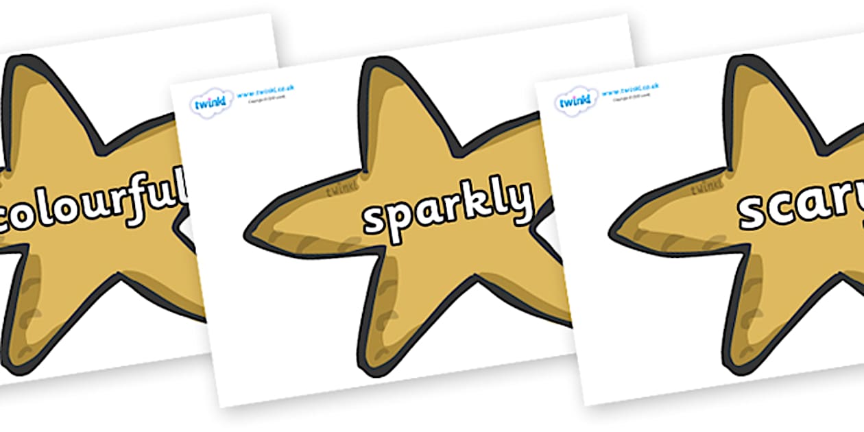 Wow Words on Starfish (Teacher-Made) - Twinkl