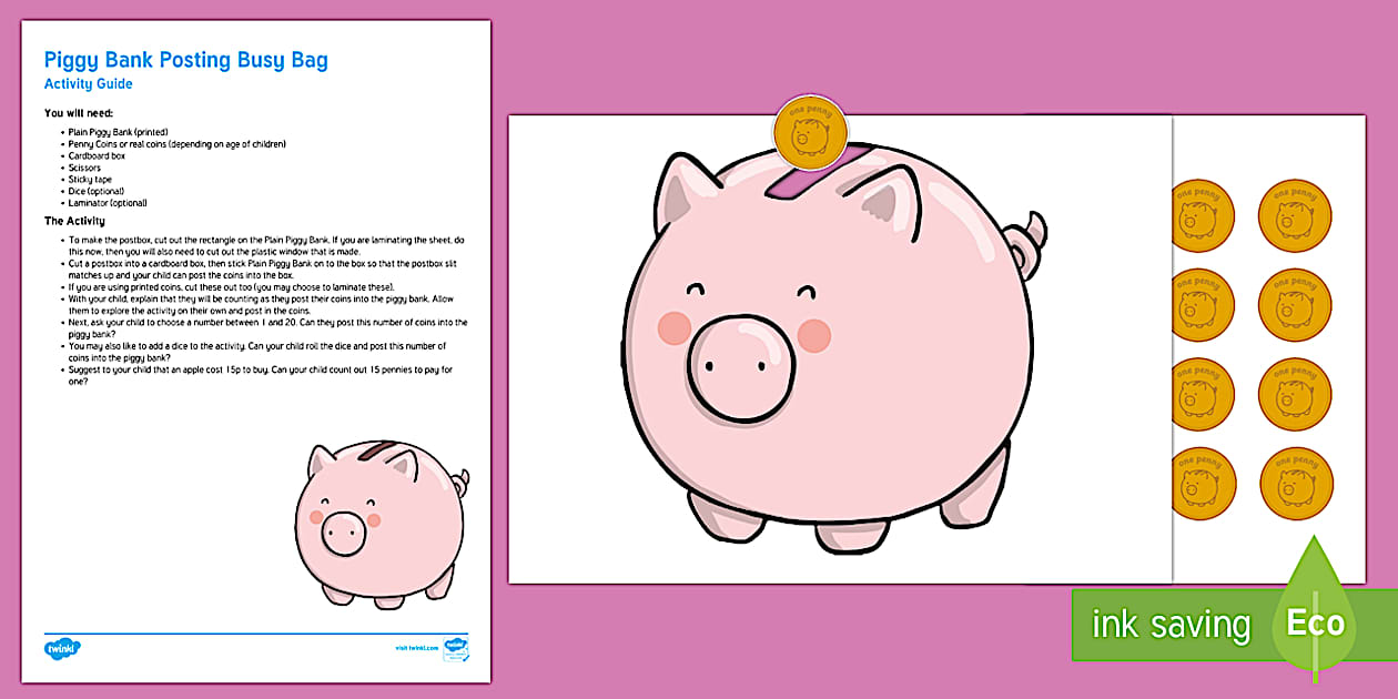 Piggy Bank Posting Busy Bag Resource Pack for Parents
