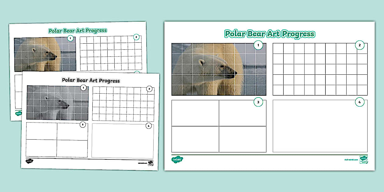 Polar Bear Art Progress Template (Teacher-Made) - Twinkl