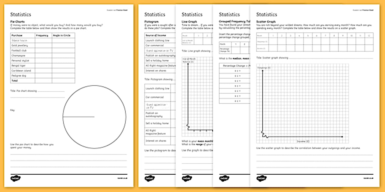 Maths Editable Statistics Worksheet (teacher made) - Twinkl