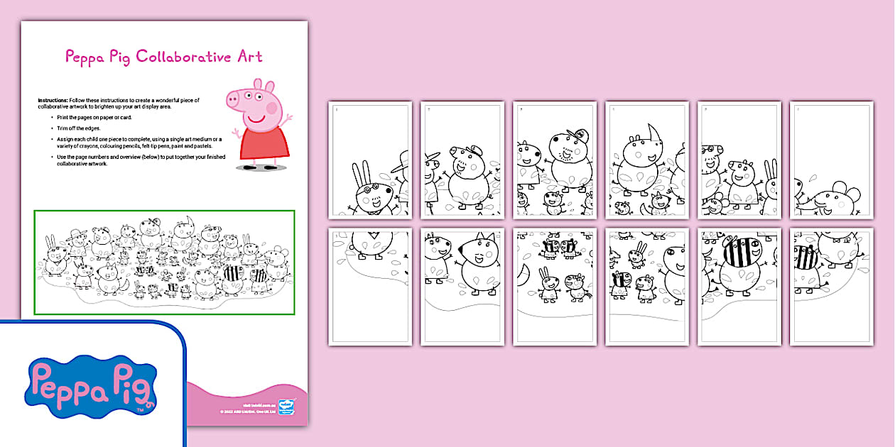 FREE! - Peppa Pig Team Colouring Activity. A collaborative project.