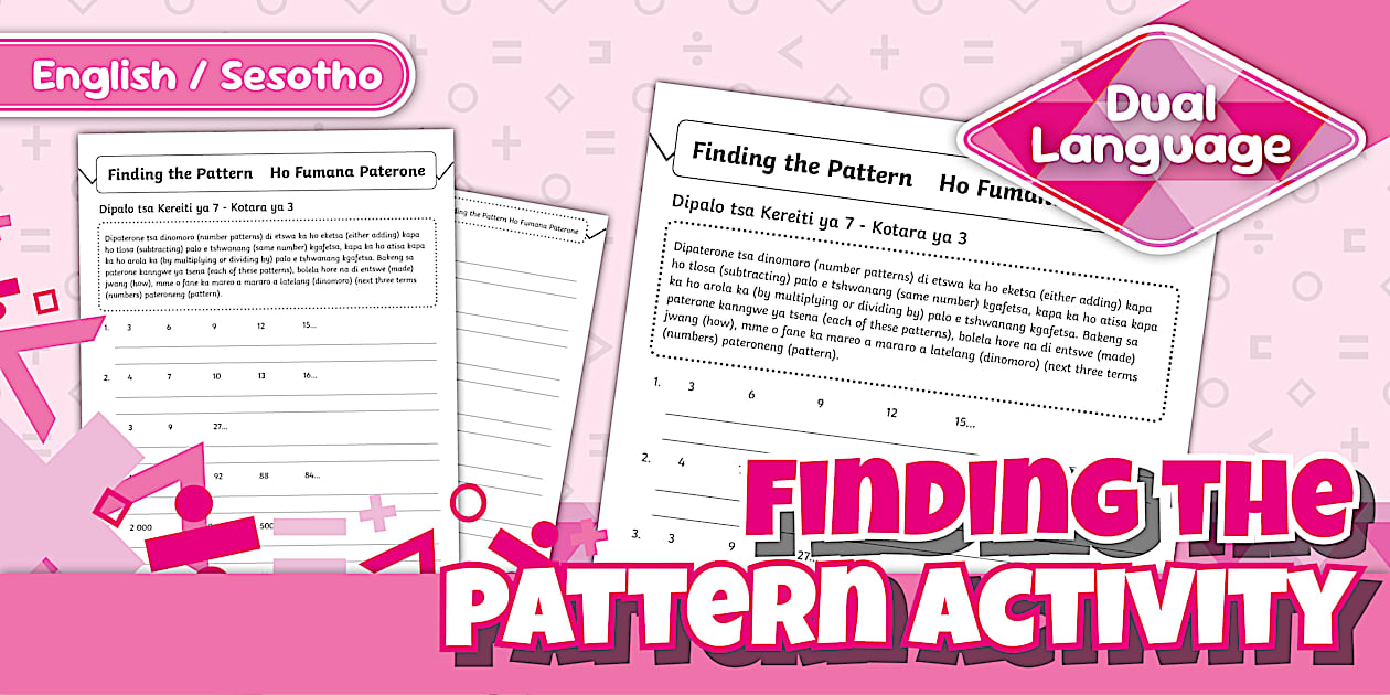 Finding the Pattern Grade 7 Maths – Term 3 Activity Sheet
