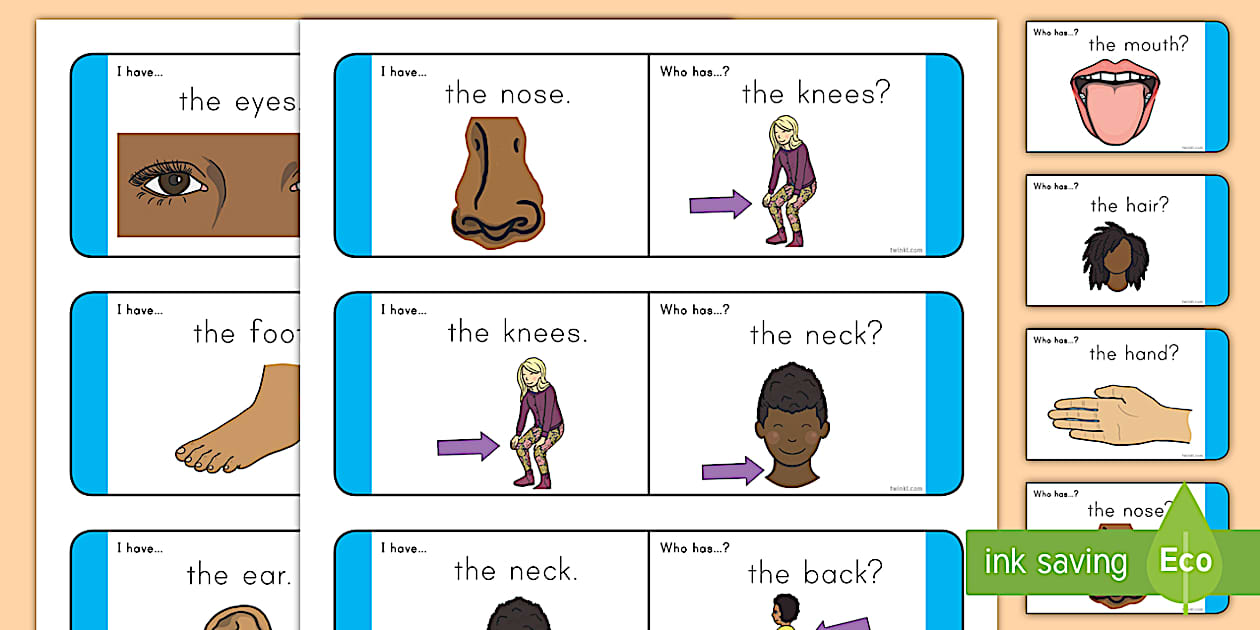 Parts of the Body I Have, Who Has Game (Teacher-Made)