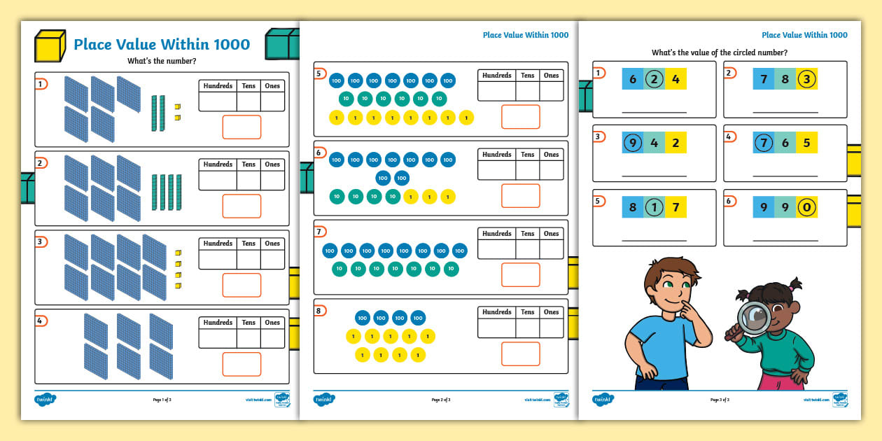 An Introduction to Place Value Within 1000 Activity Sheet