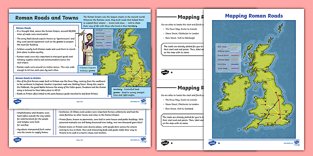 Roman Roads and Towns Fact File and Activity Pack - Twinkl