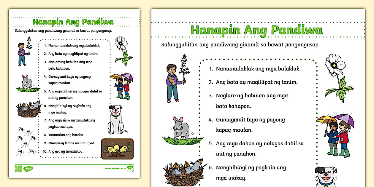 Hanapin ang Pandiwa | Pandiwa Worksheet Grade 1 | Twinkl PH