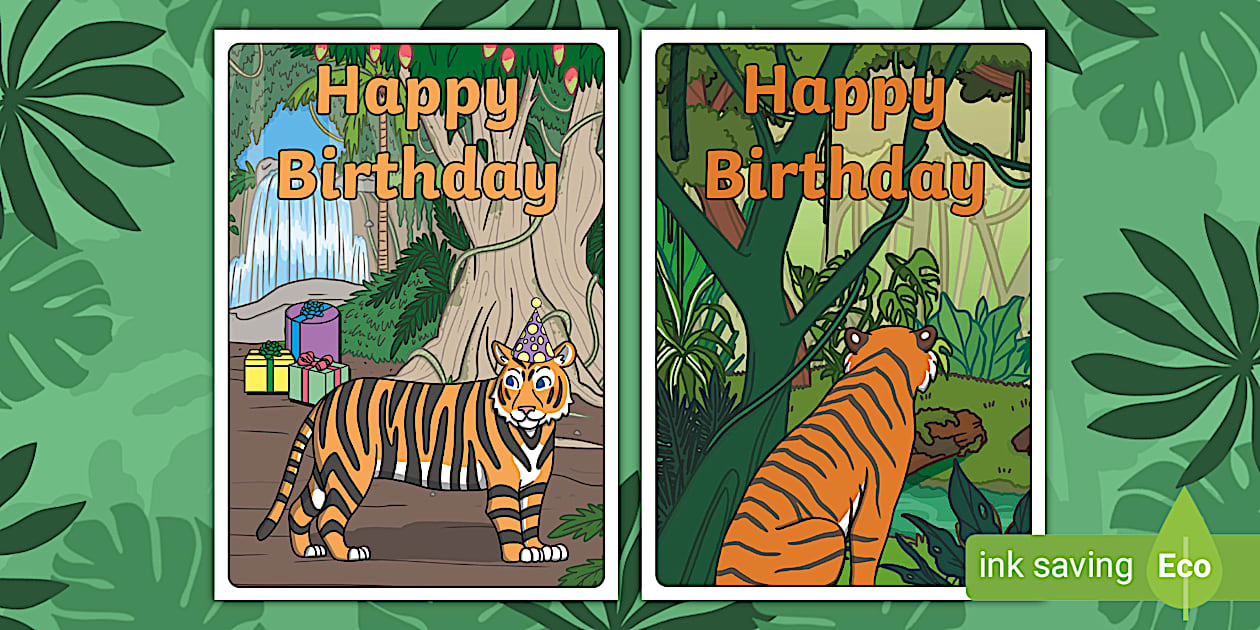 Tiger Birthday Cards (teacher made) - Twinkl