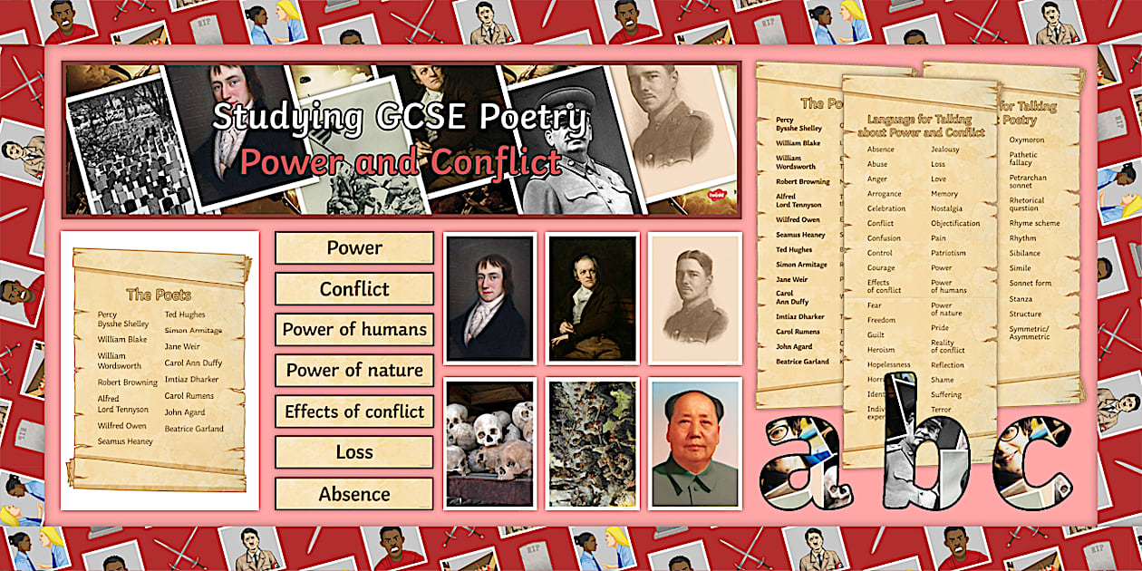 GCSE Poetry AQA Power and Conflict Cluster Display Pack