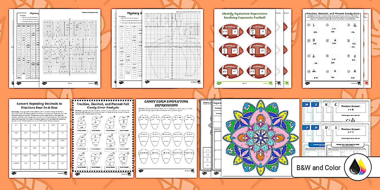 Eighth Grade Math Fall Sub Pack (teacher made) - Twinkl