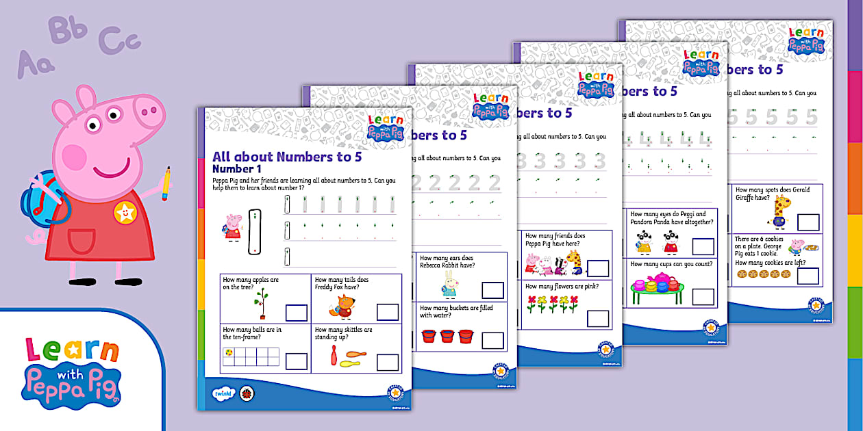 FREE! - 👉 Peppa Pig: Numbers to 5 Activity Sheets