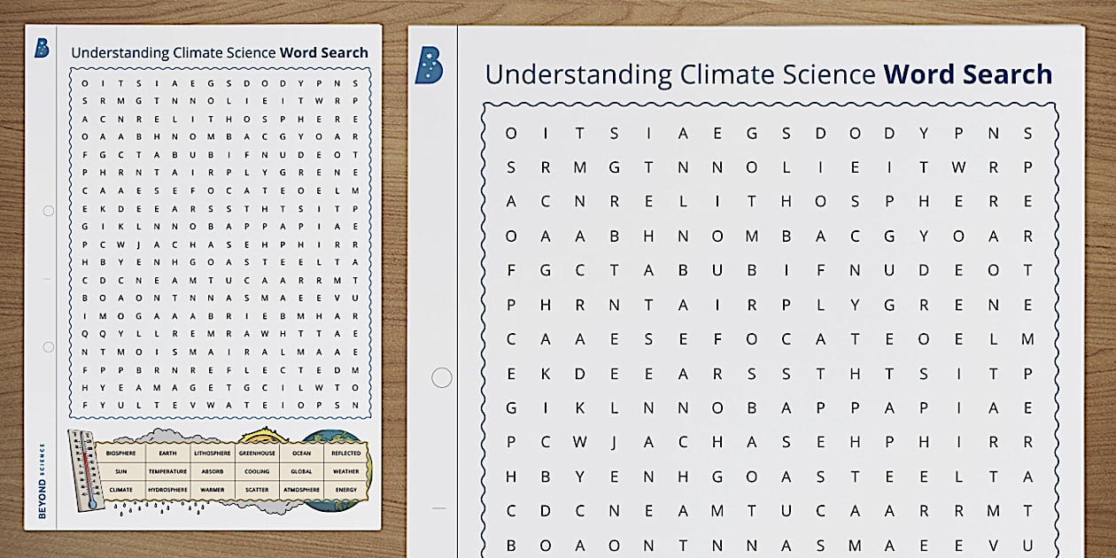 Understanding Climate Science Word Search (teacher made)