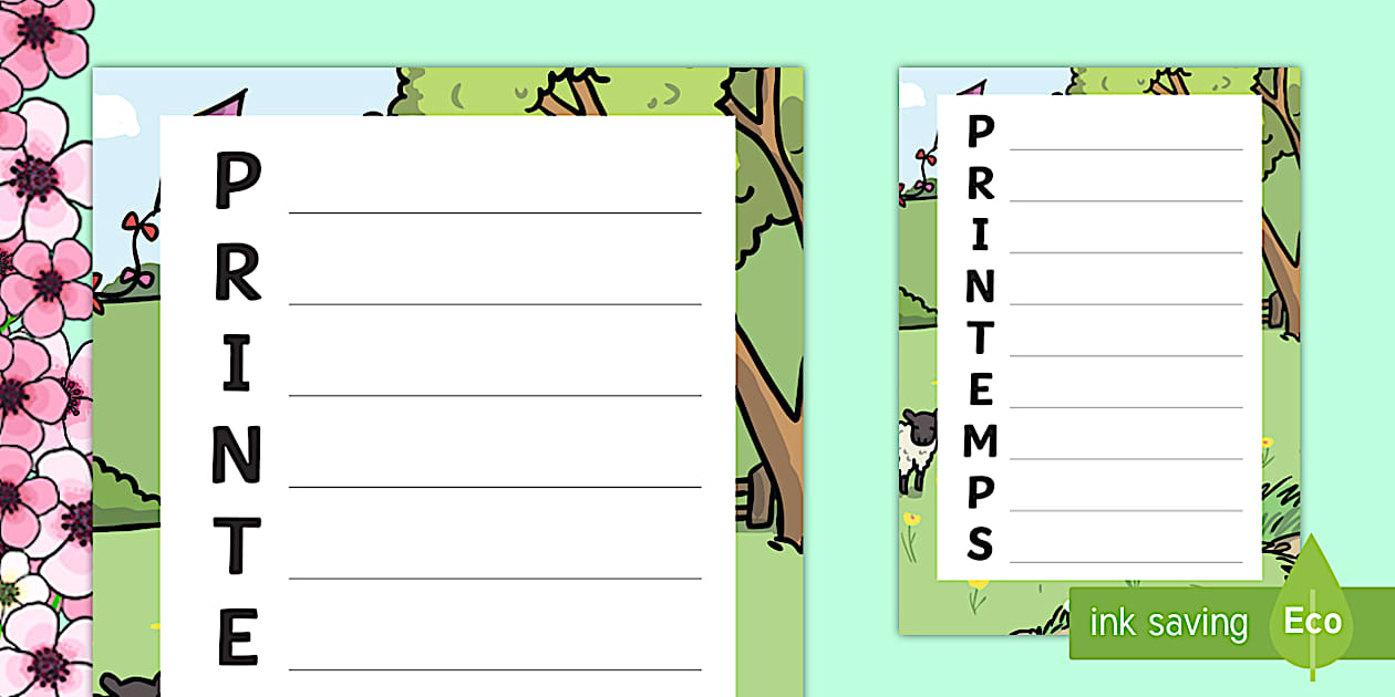 Acrostiche : le printemps - Spring Acrostic Poem - Twinkl