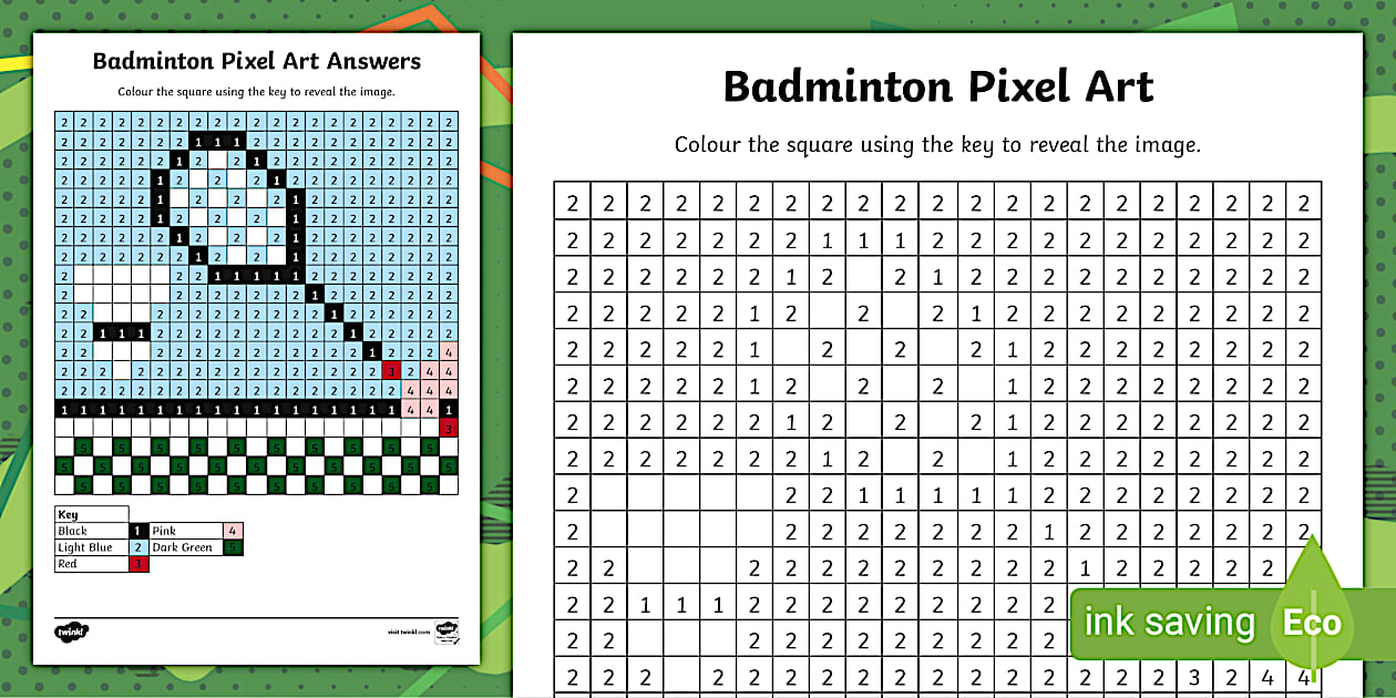 Badminton Pixel Art Template (teacher made) - Twinkl