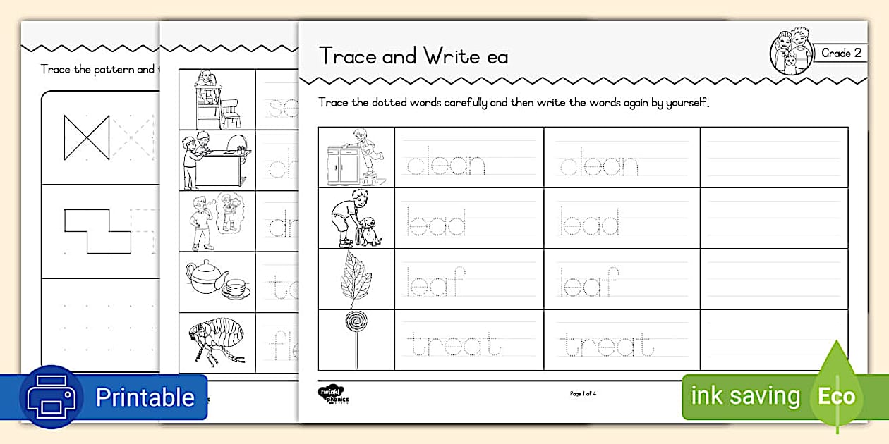 Grade 2 Phonics Trace and Write ea (teacher made) - Twinkl